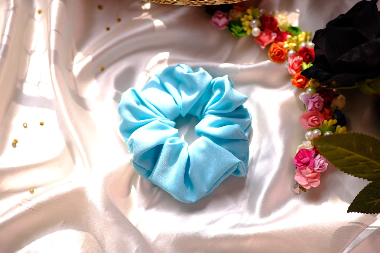 Sky Blue Crape Scrunchie – handmadelovebytanya
