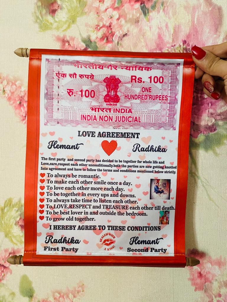 Personalised Love Contract Scroll – handmadelovebytanya