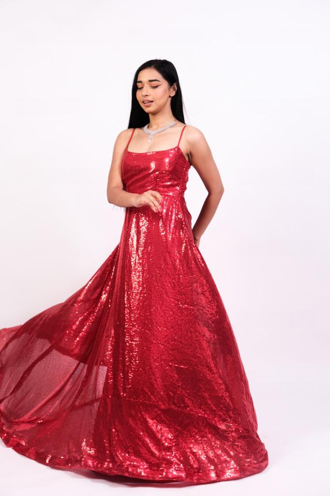 Rose Sequence Gown With CanCan – handmadelovebytanya