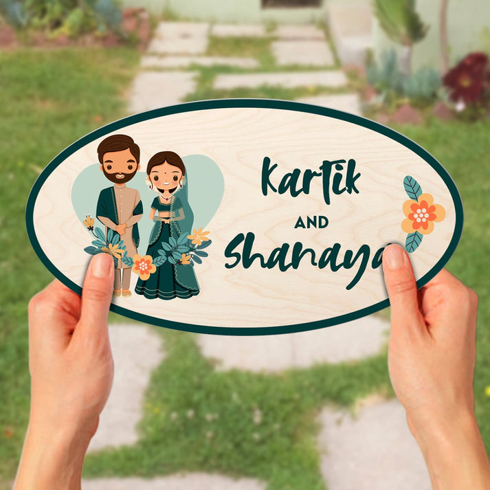 Couple Theme Name Plate – handmadelovebytanya